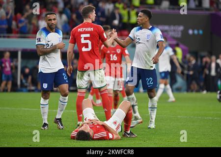 Wales' Ethan Ampadu after the FIFA World Cup Group B match at the Ahmad ...
