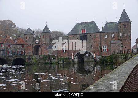 Historic Land- and watergate the Koppelpoort in Amersfoort Stock Photo ...