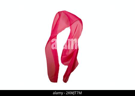 wavy red silk scarf isolated on white background. High quality photo ...