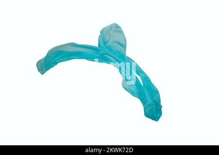 wavy blue silk scarf isolated on white background. High quality photo ...