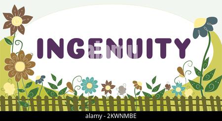 Text sign showing Ingenuity. Business concept the quality of being ...