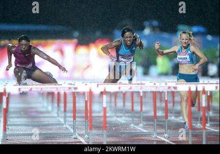 100 m hurdles women, Sharona Bakker, Alina Talay during the IAAF World ...