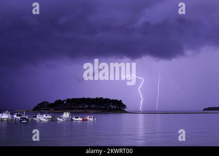 Lightning is seen over Rab island, Croatia Stock Photo - Alamy