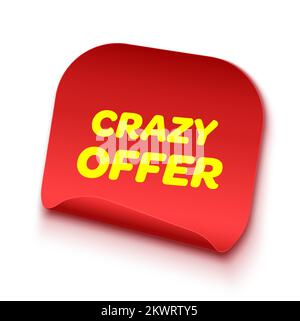 Crazy Offer Tags. Red Discount Label isolated on white. Vector ...