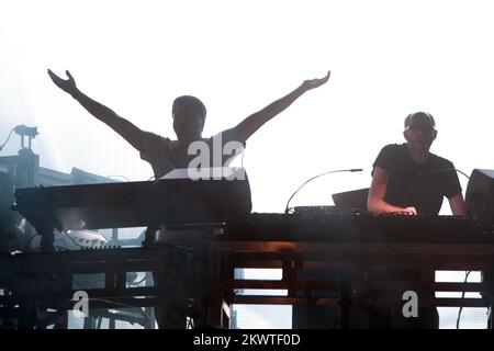 The Chemical Brothers during the 2015 ULTRA Europe dance music festival ...