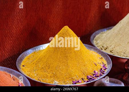 Close-up shot of colorful Arabic spices in the market in Tunisia Stock ...