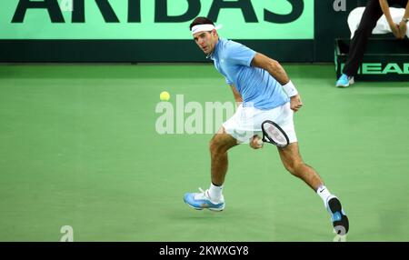 Marin Cilic vs Juan Martin Del Potro, Marin Cilic during the 2016 Davis ...