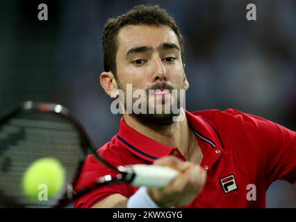 Marin Cilic vs Juan Martin Del Potro, Marin Cilic during the 2016 Davis ...