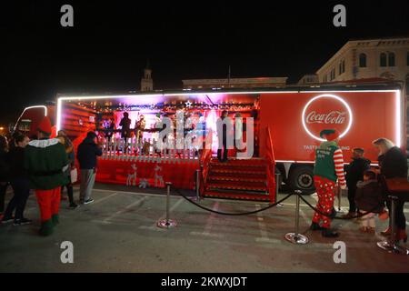 Coca Cola truck visited Split during holidays Stock Photo - Alamy