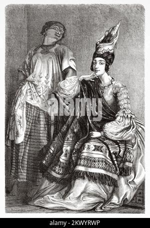 Signare. Female metis trader and her black slave, Senegal. Africa ...