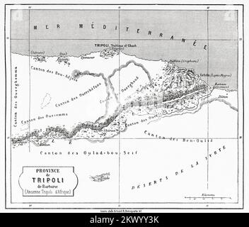 Old map of the province of Tripoli, Libya. North Africa Stock Photo - Alamy