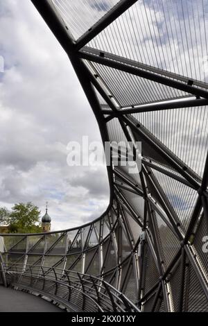 Interior of Murinsel, Graz, an artificial floating platform in the ...