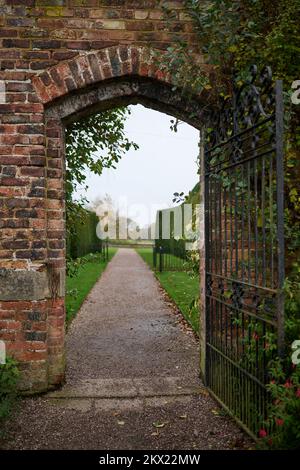Arley Hall and Gardens wall and path Stock Photo - Alamy