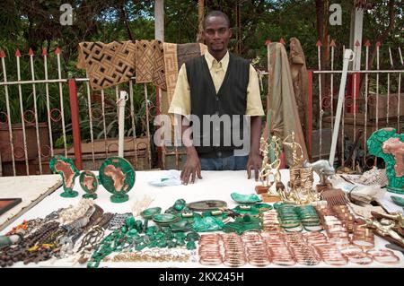 Copper and Malachite Souvenir Stall, Souvenir Market, Lubumbashi ...