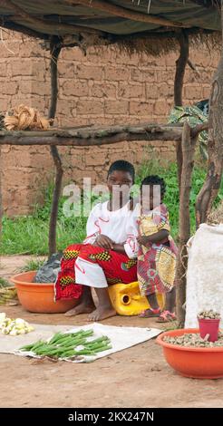 Small market stall with vegetables, Lubumbashi, Katanga Province ...