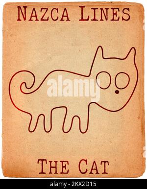 Geoglyph of the cat from Nazca, The Nazca Lines, Nazca Desert, Peru ...