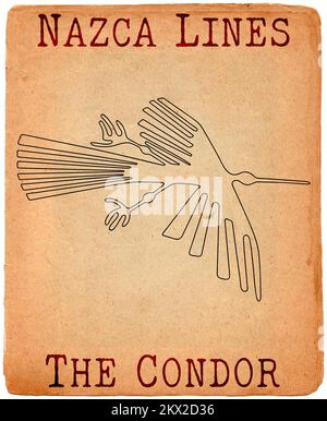 Geoglyph of the condor from Nazca, The Nazca Lines, Nazca Desert, Peru ...