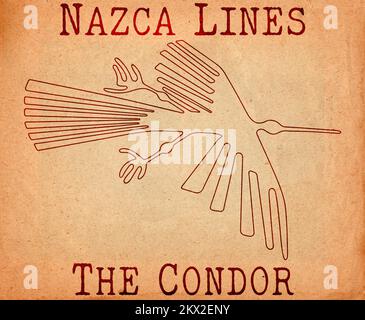 Geoglyph of the condor from Nazca, The Nazca Lines, Nazca Desert, Peru ...