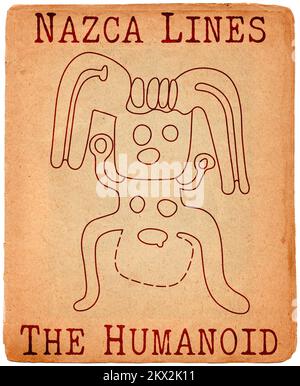 Geoglyph of the humanoid from Nazca desert, Peru, South America Stock ...