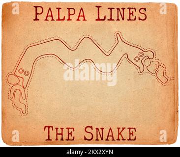 Two-headed snake devouring two humanoid figure - geoglyph of the ...
