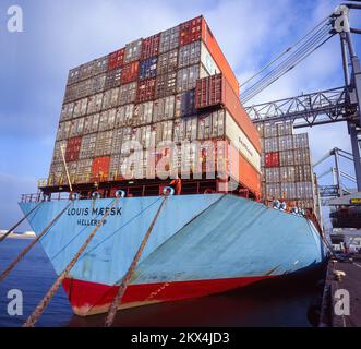 Rotterdam, The Netherlands. View of a large containership docked in the ...