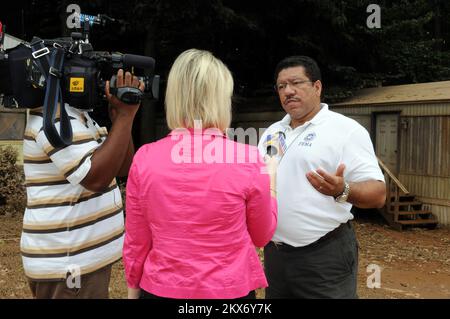FEMA PIO with news crew at disaster site. Georgia Severe Storms and ...