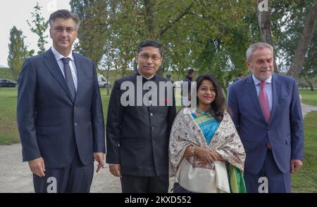 02.10.2019., Zagreb, Croatia - Mahatma Gandhi bust revealed by the ...