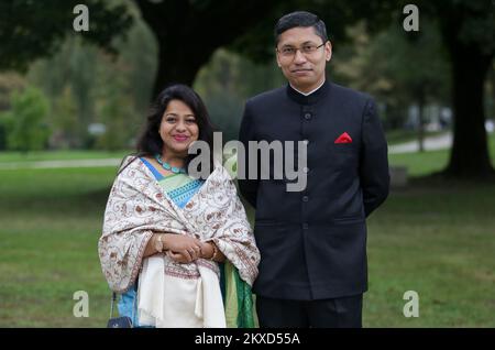 02.10.2019., Zagreb, Croatia - Mahatma Gandhi bust revealed by the ...