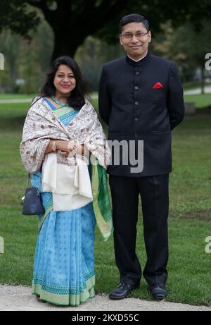 02.10.2019., Zagreb, Croatia - Mahatma Gandhi bust revealed by the ...