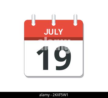 July 19 Calendar Date Icon Stock Vector Image & Art - Alamy