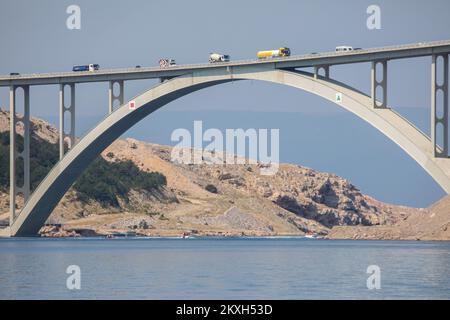 Krk Bridge, a reinforced concrete arch bridge connecting the island of ...