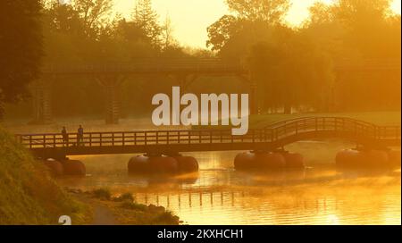 Sunrise on river Korana in Karlovac, Croatia, on August 28, 2020. Photo ...