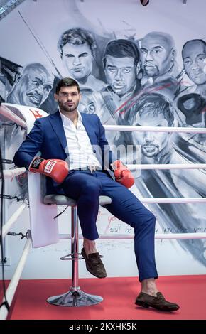 Croatian heavyheight boxer Filip Hrgovic poses to photographer in his ...