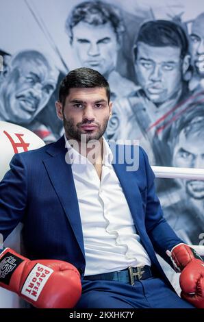 Croatian heavyheight boxer Filip Hrgovic poses to photographer in his ...