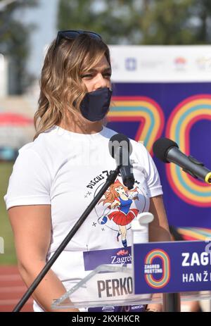 Sandra Perkovic speaks at press conference before IAAF World Challenge ...