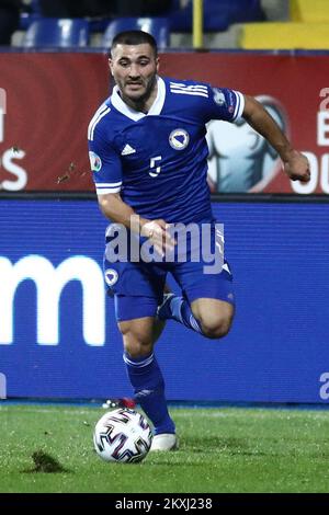 Sead Kolasinac of Bosnia and Herzegovina controls a ball during UEFA ...