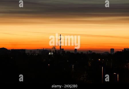 Sunrise over the city, in Zagreb, Croatia, Oct 9, 2020 Photo: Emica ...
