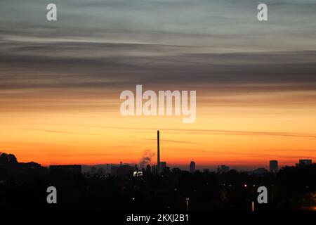 Sunrise over the city, in Zagreb, Croatia, Oct 9, 2020 Photo: Emica ...