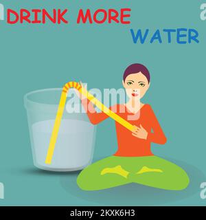 Drink more water concept. Glass of water. Cartoon kawaii face character ...