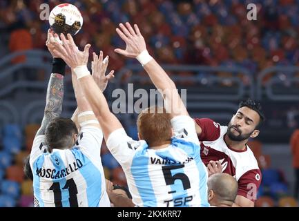 CAIRO, EGYPT - JANUARY 25: Frankis Carol of Qatar during the 27th IHF Men's World Championship ...