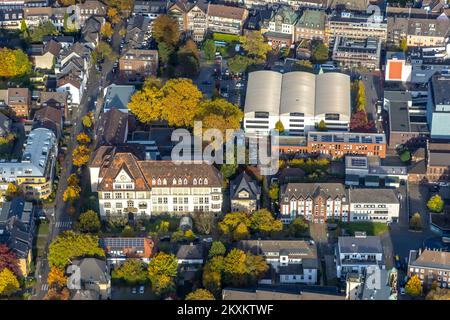 Aerial view, VHS Bottrop, cultural center, old town, Bottrop, Ruhr area ...