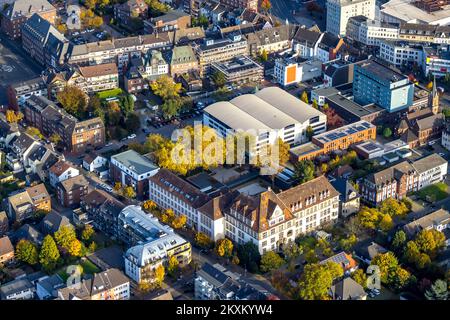 Aerial view, VHS Bottrop, cultural center, old town, Bottrop, Ruhr area ...