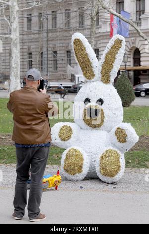 Easter decorations at the park Zrinjevac in Zagreb, Croatia, March 30 ...