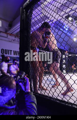 Karlo Caput of Croatia in action with Harry Hardvick of England during ...
