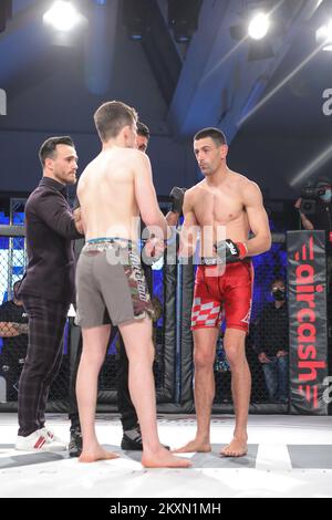 Karlo Caput of Croatia in action with Harry Hardvick of England during ...