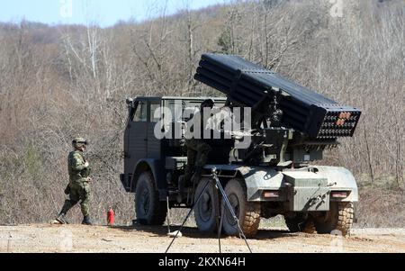 Croatian soldiers prepare armored vehicles during a military exercise ...