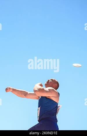 SPLIT, CROATIA - MAY 09: Martin Markovic of Croatia competes in discus ...