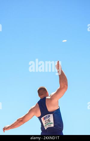 SPLIT, CROATIA - MAY 09: Martin Markovic of Croatia competes in discus ...