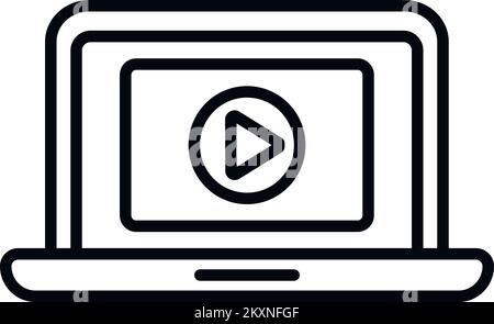Laptop movie edit icon outline vector. Video film. Motion clip Stock ...