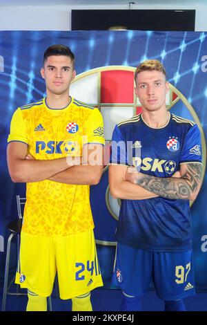 Football players of GNK Dinamo Marko Tolic and Kristijan Jakic during ...
